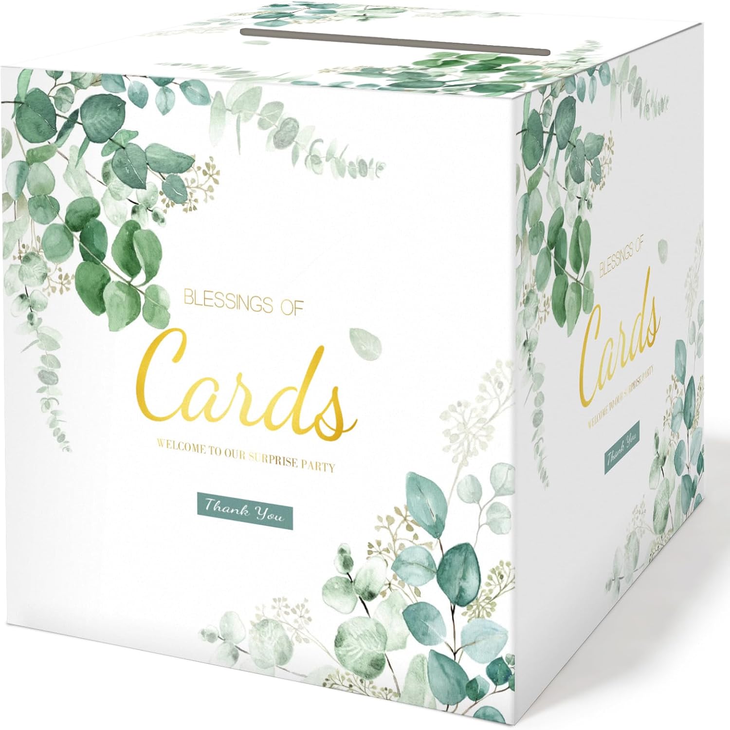 Amazon.com: QIKSION Greenery Theme Card Box, Sage Green Cards Receiving ...