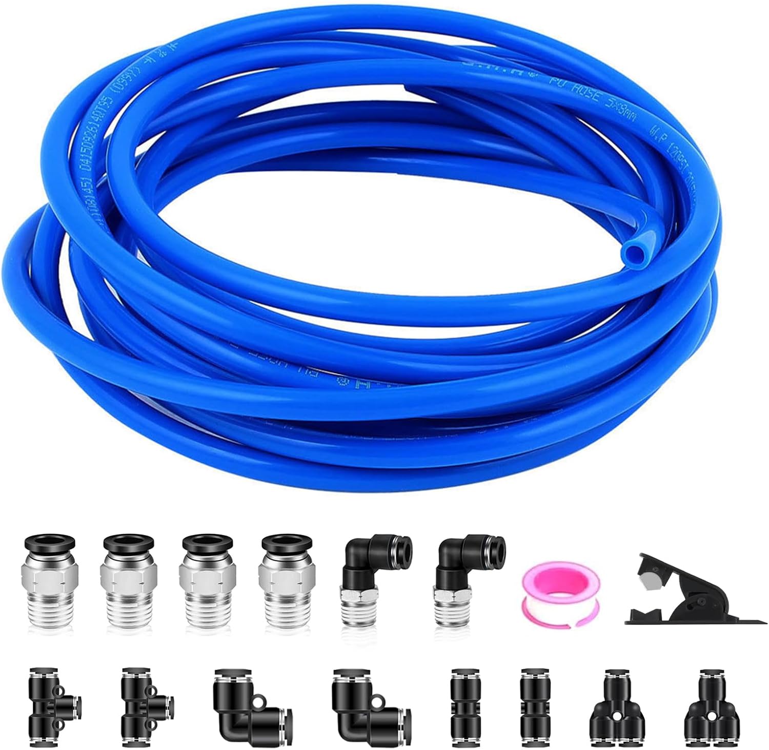 Amazon.com: QITUO 1/4" Air line kit,1/4"(6.35mm) OD x 32.8 Feet Blue ...