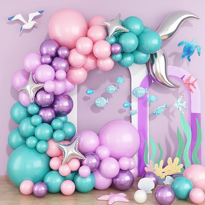 Amazon.com: Mermaid Balloon Arch Kit, Pink Purple Mermaid Tail Arch ...