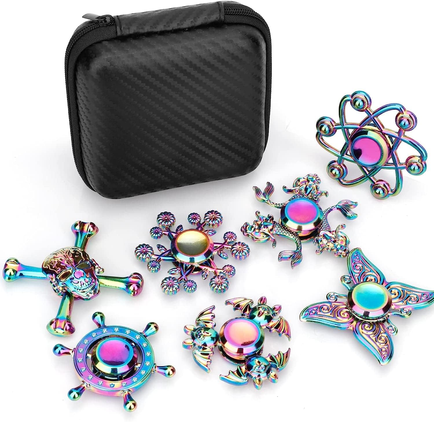 Rainbow Fidget Spinners 7 Pack Fidget Toys for Kids Adults, Metal Hand ...