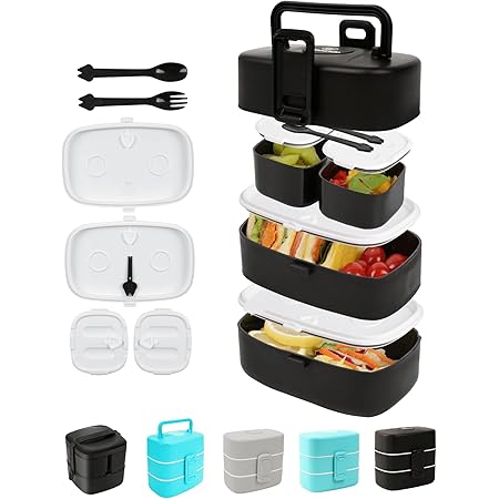 Amazon.com: Japanese Bamboo Bento Box with Compartments and Utensils ...