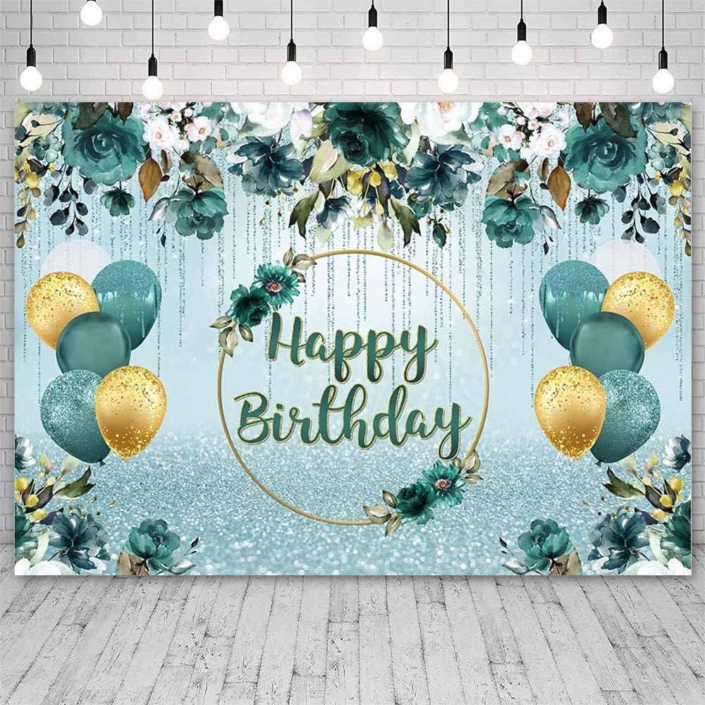 Amazon.com : Sendy 7x5ft Dark Green Birthday Backdrop for Women White ...