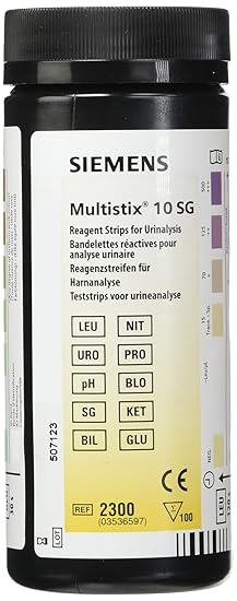 Siemens Multistix 10 SG Urine Reagent Test Strips - 100 Strips per Box ...