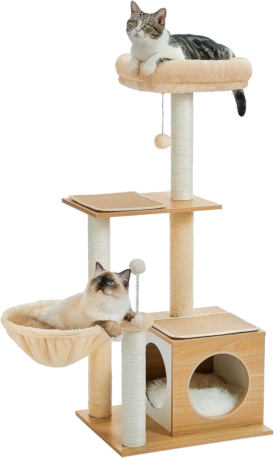 PAWZ Road Modern Cat Tree Tower with Scratching Posts, Large Hammock ...