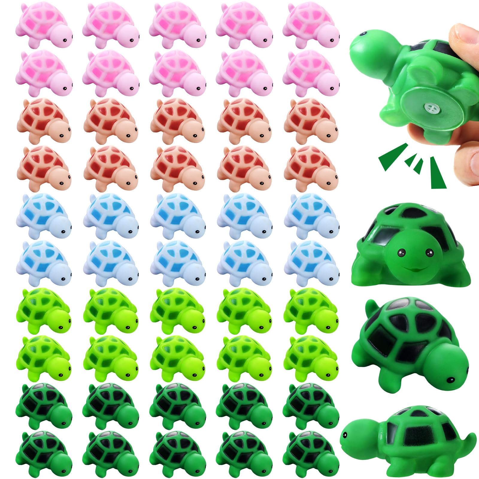 Amazon.com: Syhood 50 Pcs Mini Rubber Turtle Bath Toy Screaming Sound ...