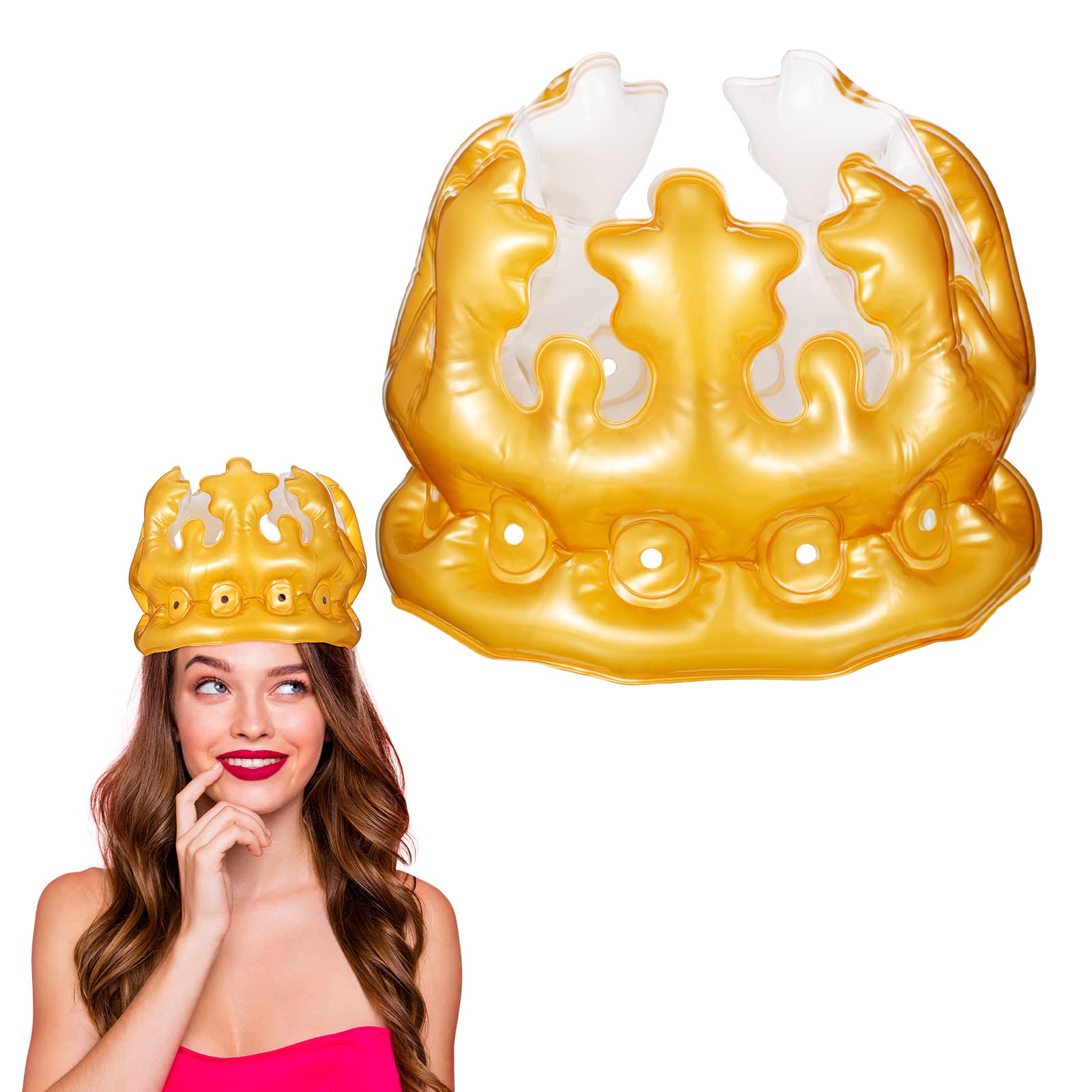 Kasyat Inflatable Golden Crown Carnival Costume Accessory Jubilee Hats ...