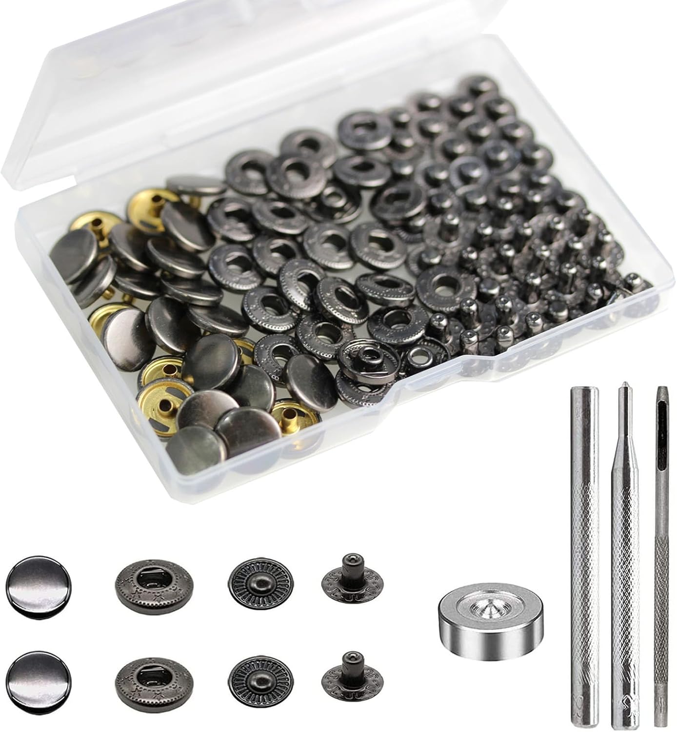 Amazon.com: 24 Sets Heavy Duty Leather Snap Fasteners Kit, BetterJonny ...