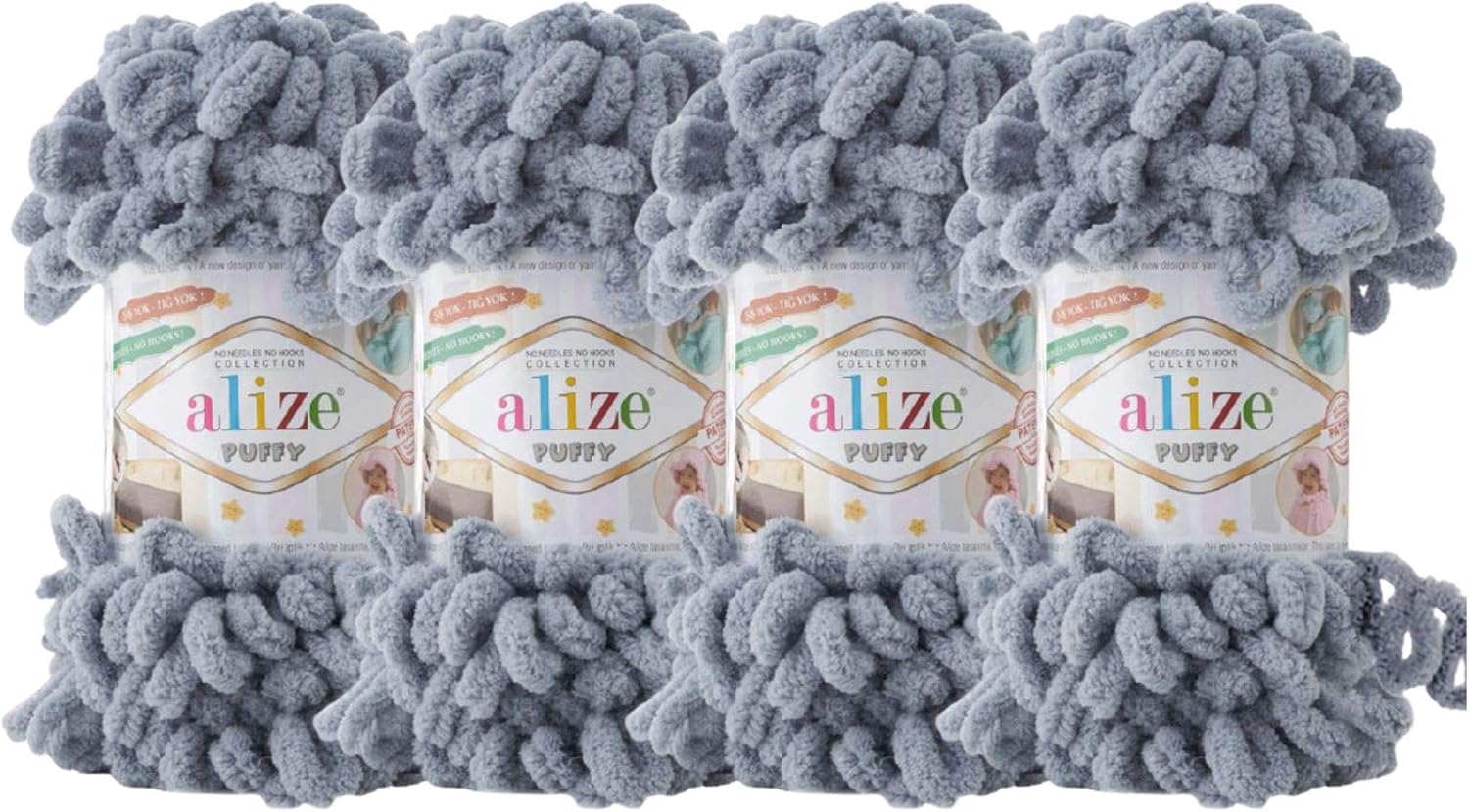Amazon.com: 4 skn/Ball Alize Puffy Baby Big Loop Blanket Yarn 100% ...