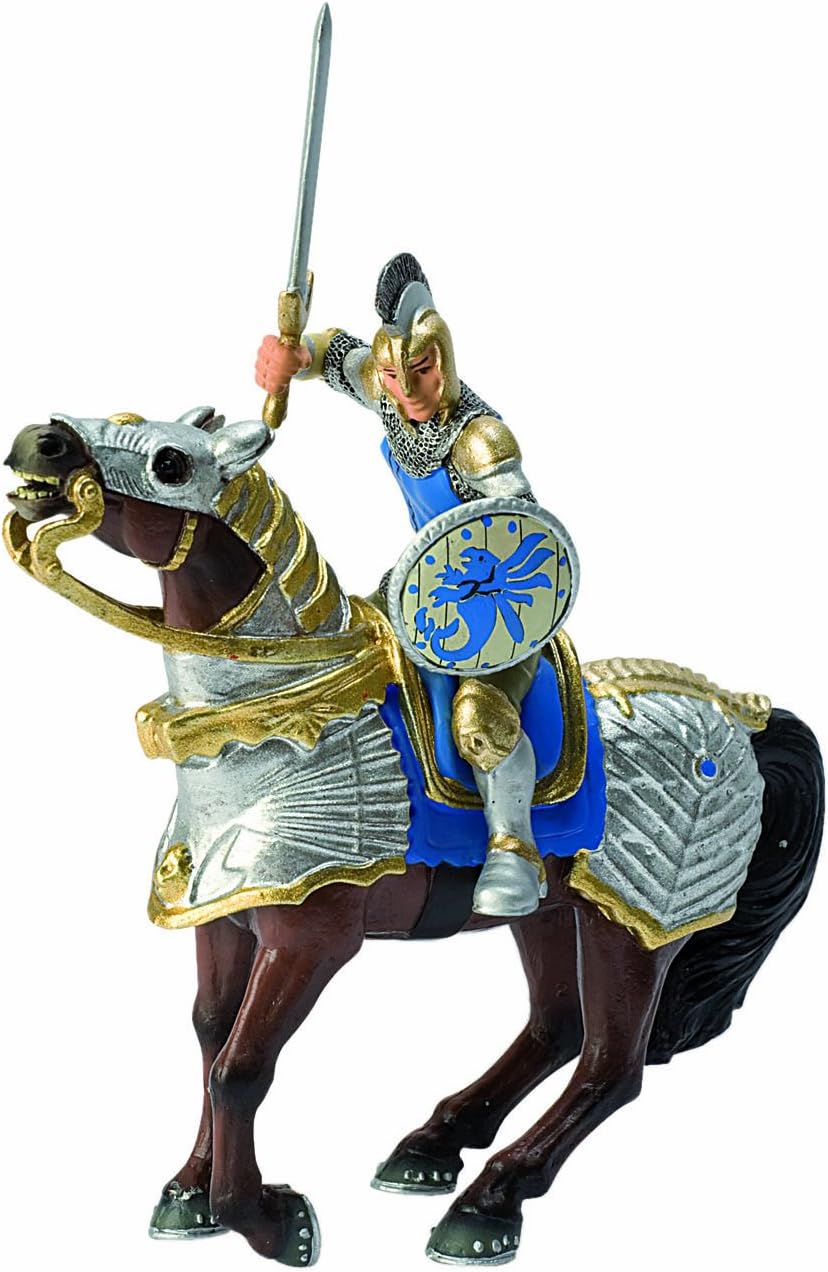 Bullyland BUL-80885 Knight with Sword and Horse Figure, Blue : Amazon ...