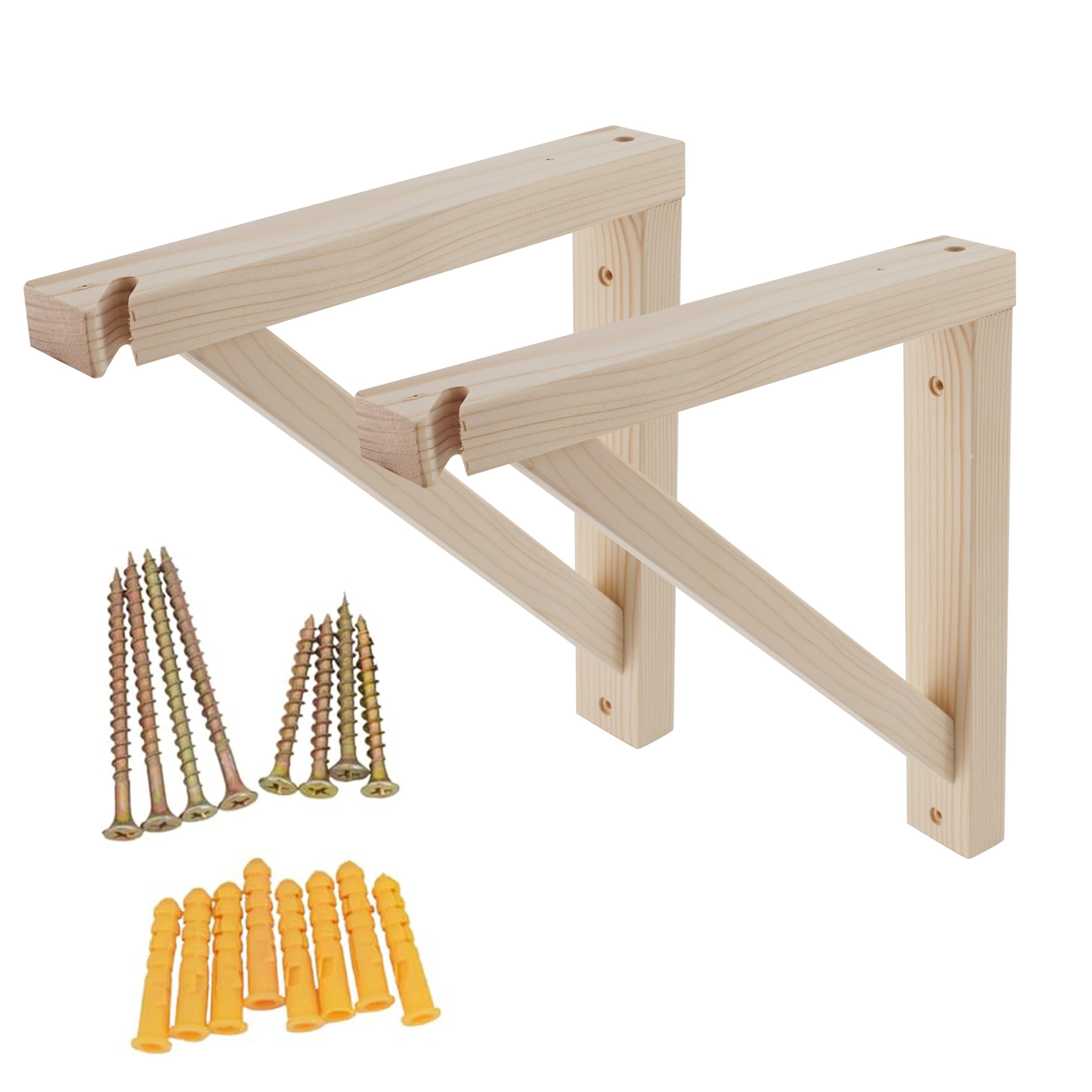 Amazon.com: 2 Pack Wall Mount Wood Shelf Bracket Triangle Wooden Shelf ...