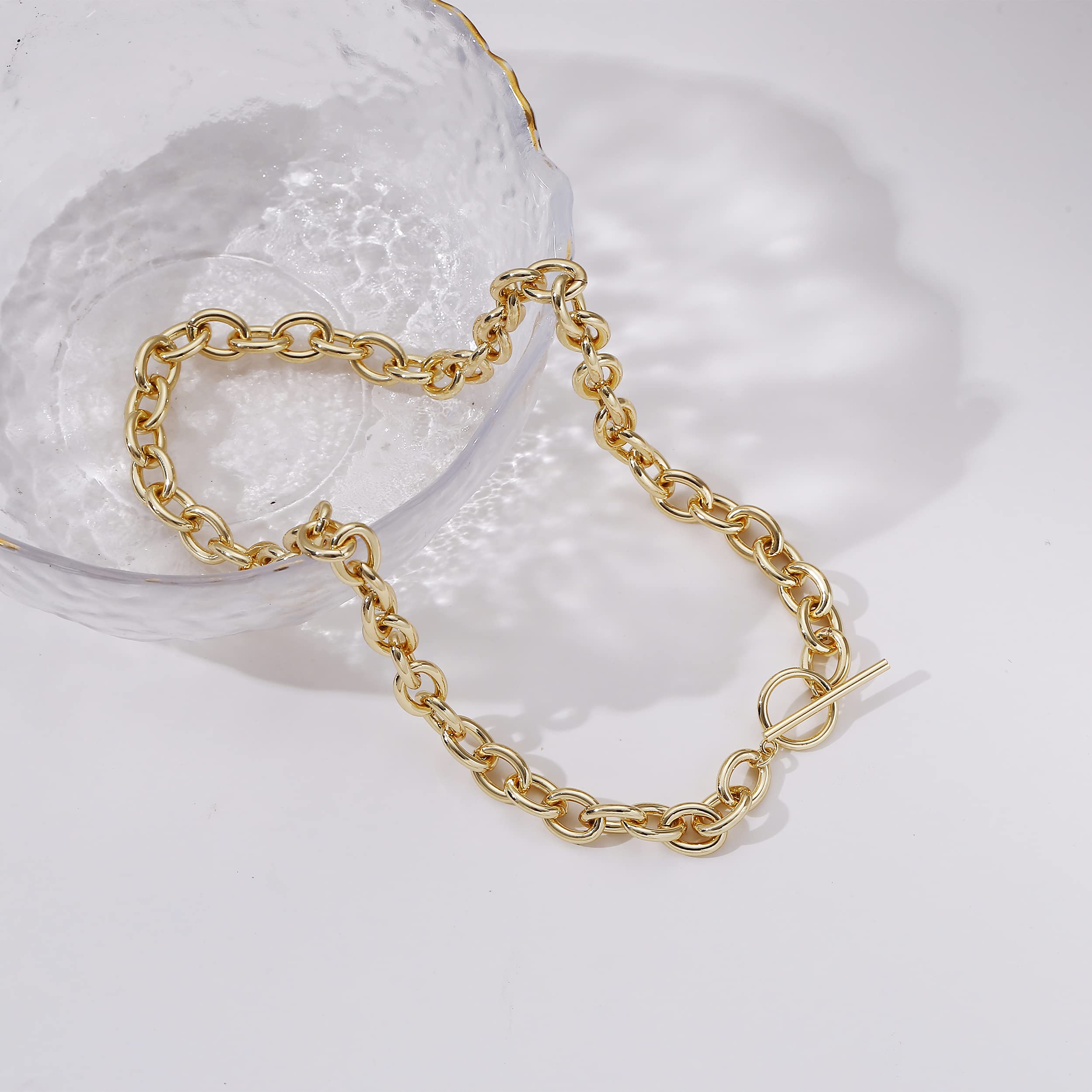 Snapklik.com : Dainty Chunky Gold Toggle Necklace For Women 18K Gold ...