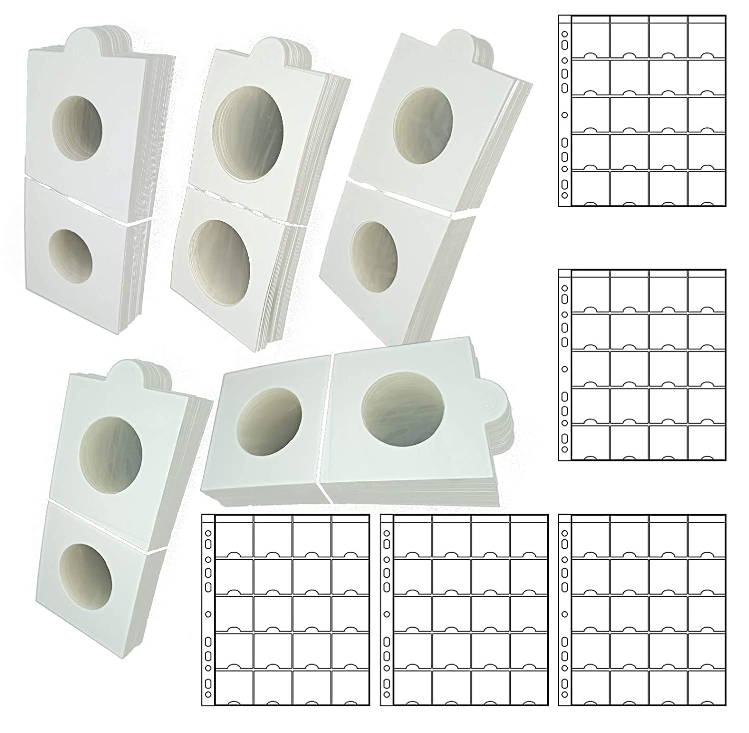 Lewano Cardboard Coin Holders – 125pcs in 5 Assorted Sizes (22.5mm ...