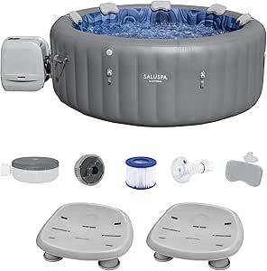 Amazon.com : Bestway SaluSpa Santorini HydroJet Inflatable Hot Tub with 180 Soothing Jets and 2 ...