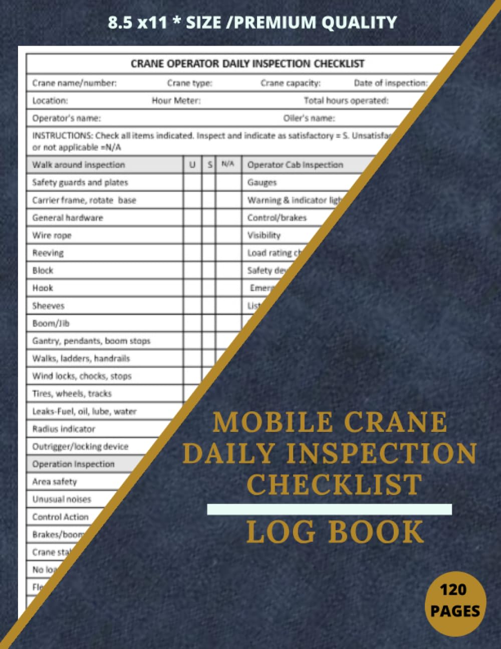 Mobile Crane Daily Inspection Checklist Log Book: Mobile Crane ...