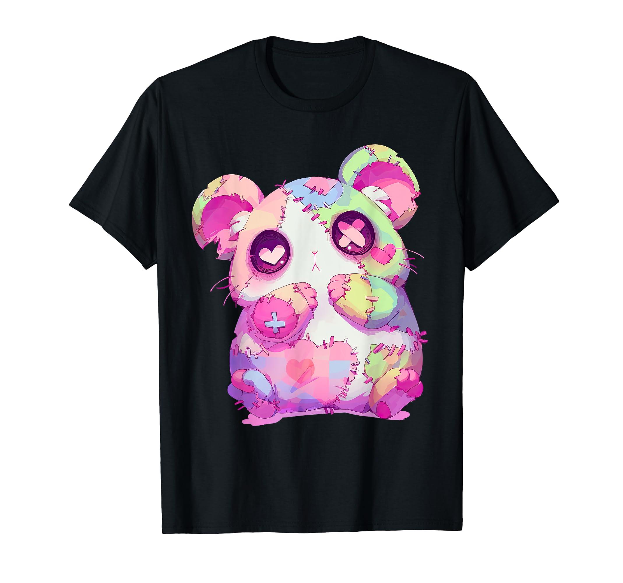 Amazon.com: Kawaii Pastel Goth Creepy Cute Zombie Patchwork Hamster T ...