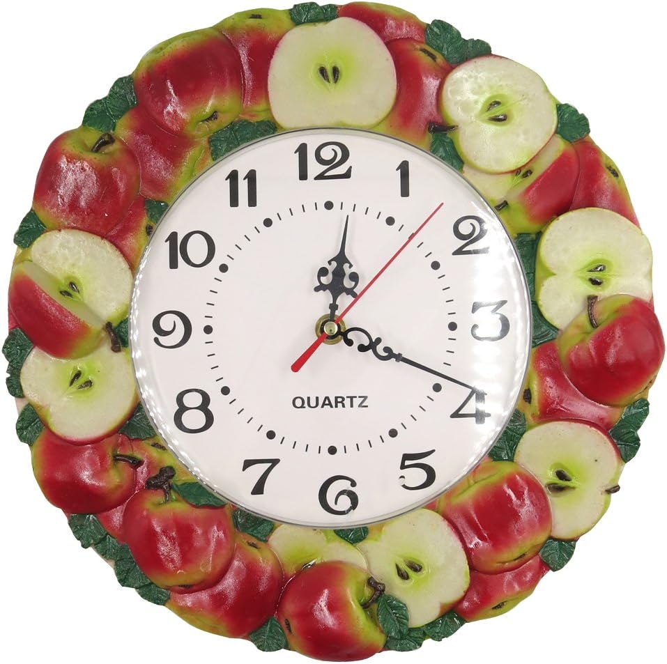 Amazon.com: GGCI Hand Painted Resin Wall Clock Apples Multi Color ...