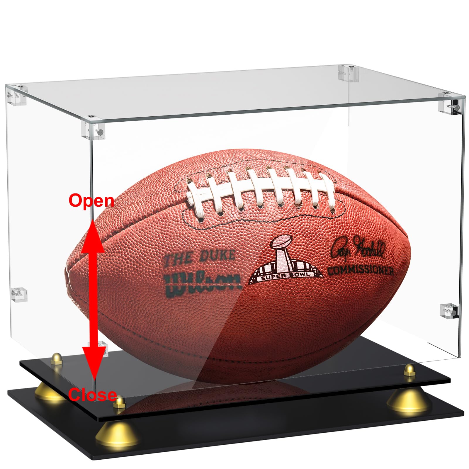 Snapklik.com : Acrylic Football Display Case - Clear Double Tier Black ...