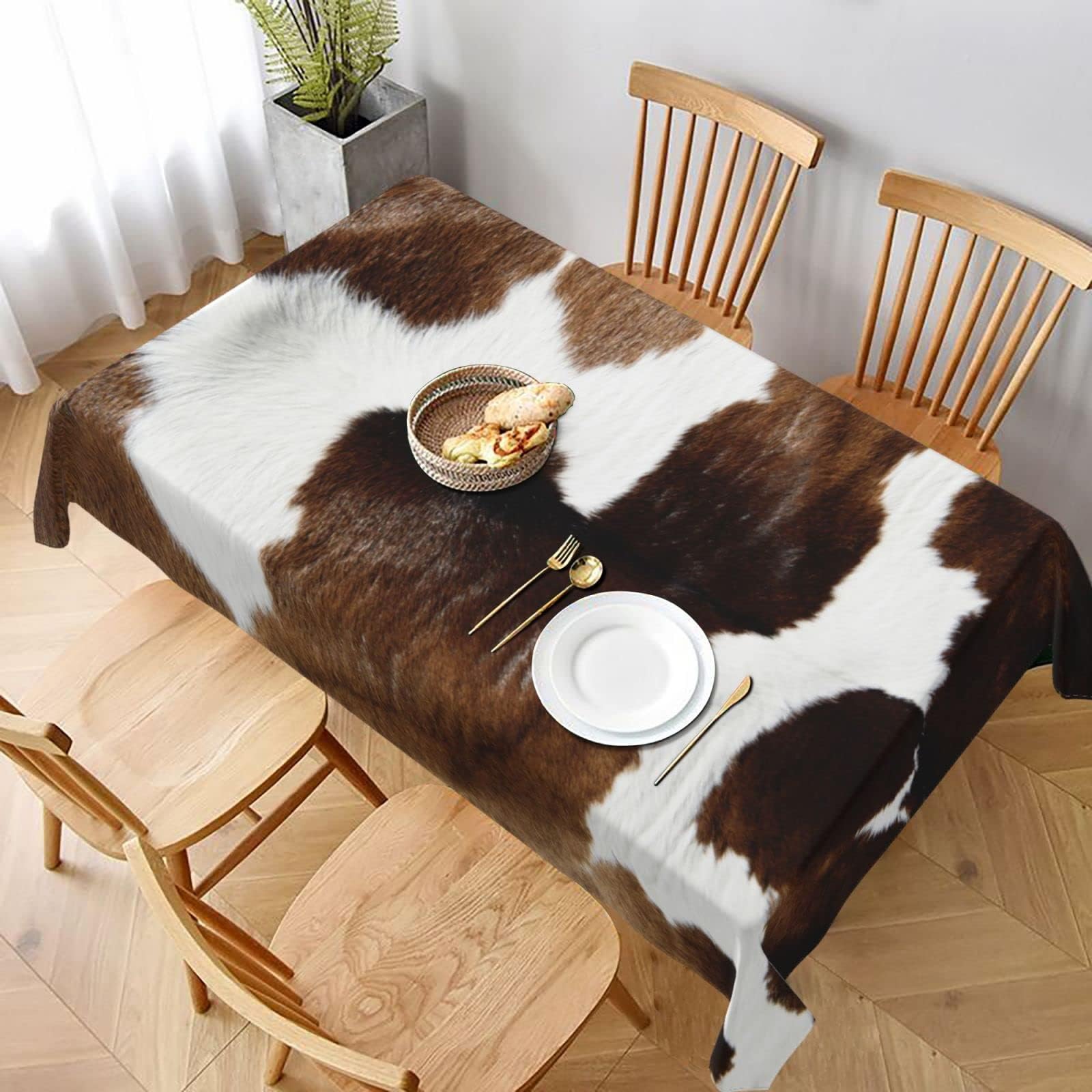 Amazon.com: Animal Cow Print Rectangle Tablecloth 54x54 inch, Wrinkle ...