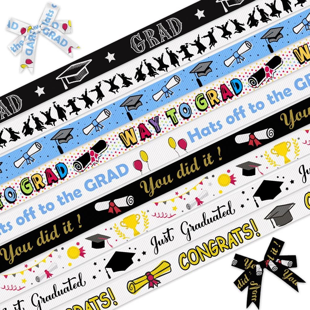 Amazon.com: ALIBBON 9 Rolls 3/8" 27Yards Graduation Grosgrain Ribbon ...