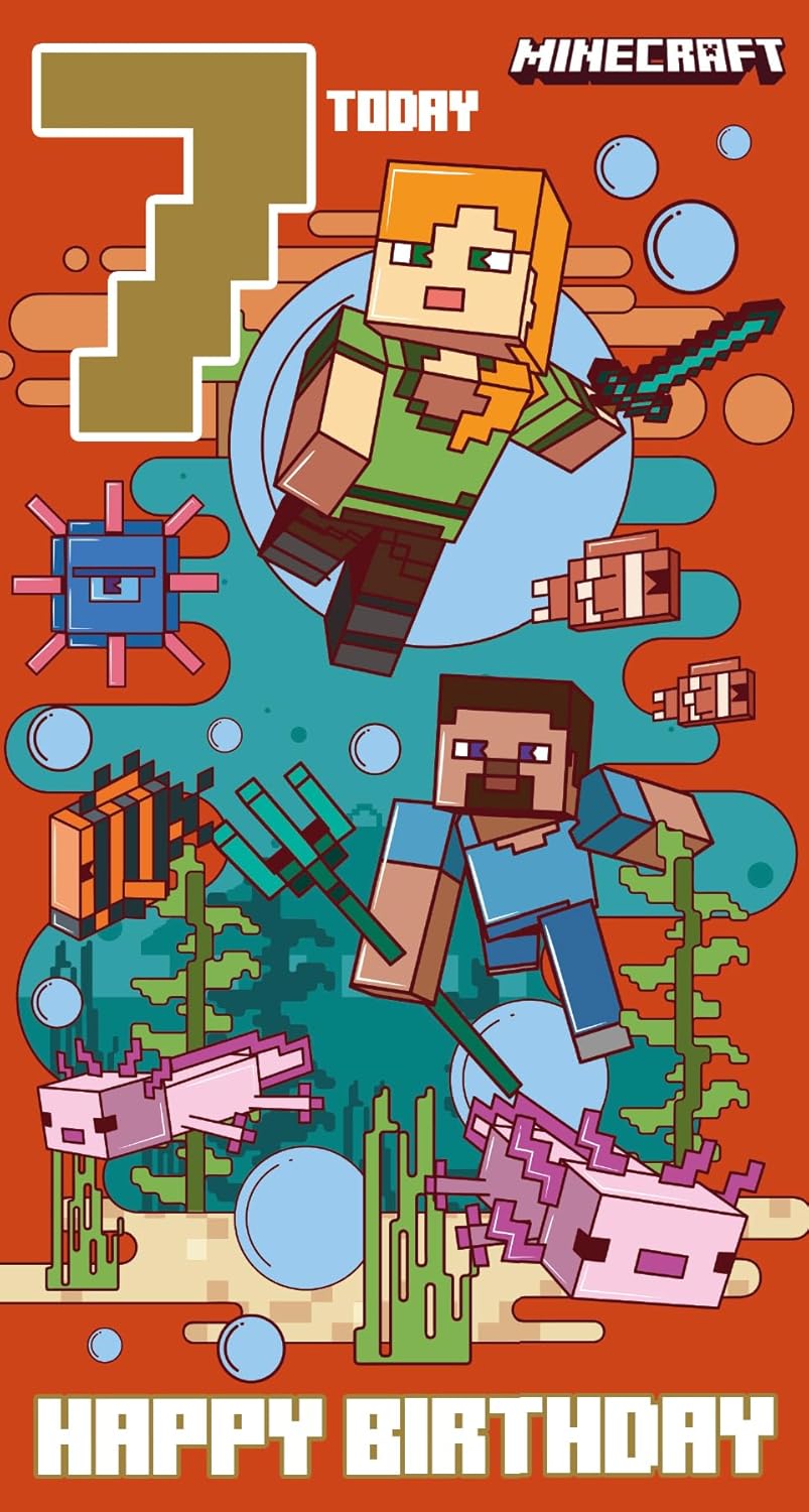 Minecraft 7th Birthday Card, 7th Birthday Card, 7th Birthday Card ...