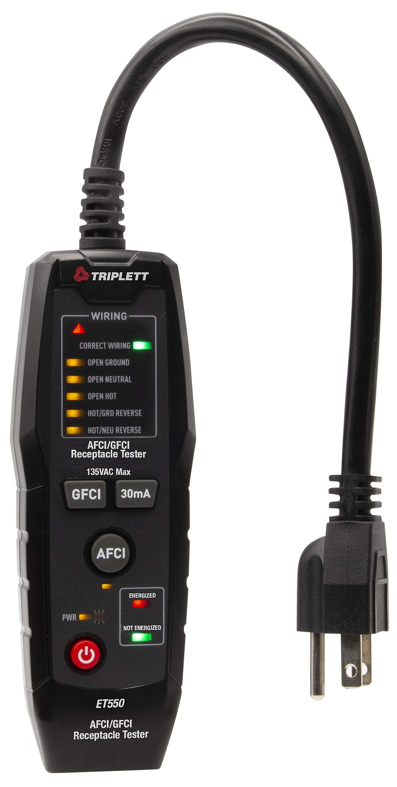 Triplett ET550 AFCI/GFCI Receptacle Tester: Amazon.com: Tools & Home ...