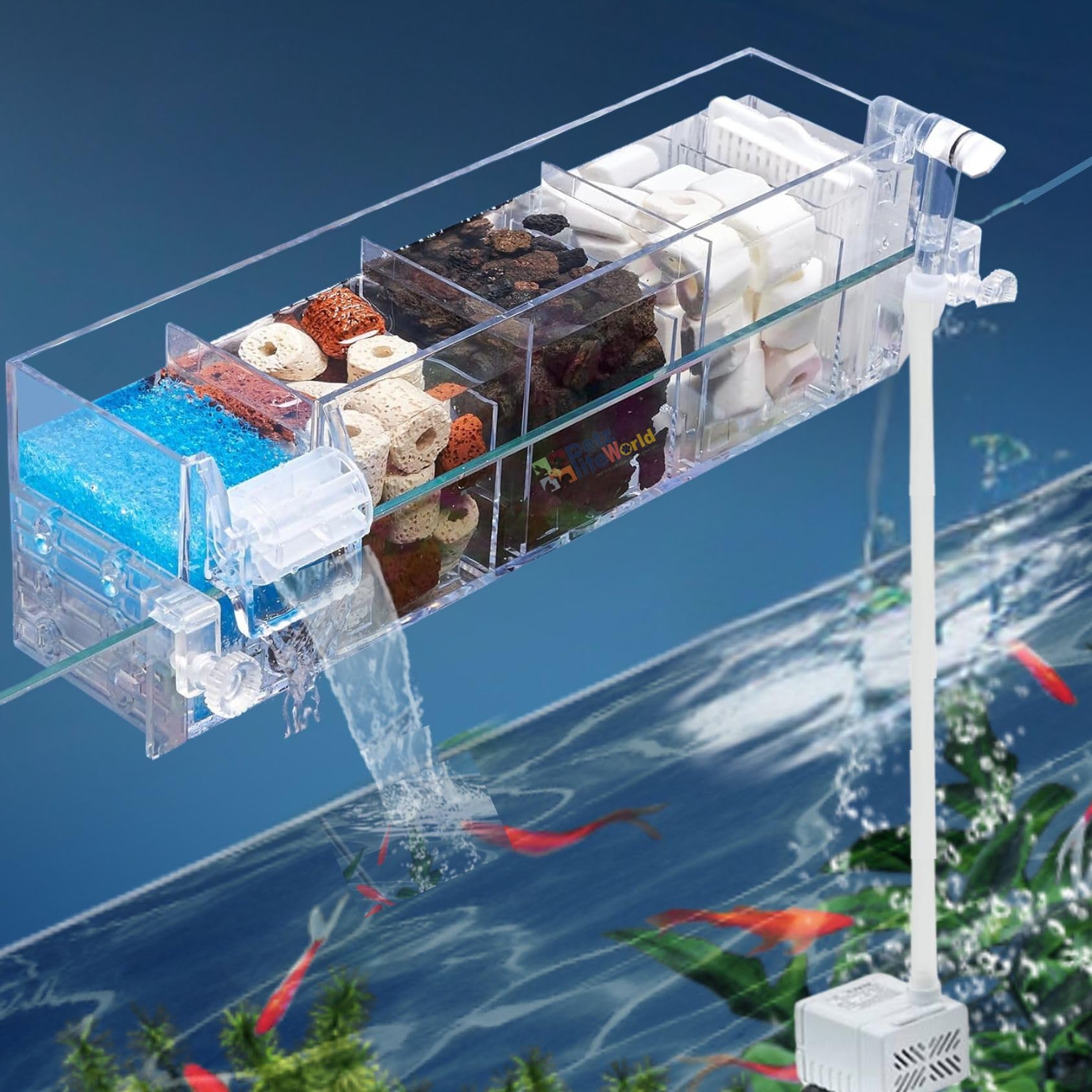 VAYINATO® GD-17 | 7W | 300L/H Transparent Acrylic 4 Layer Top Sump ...