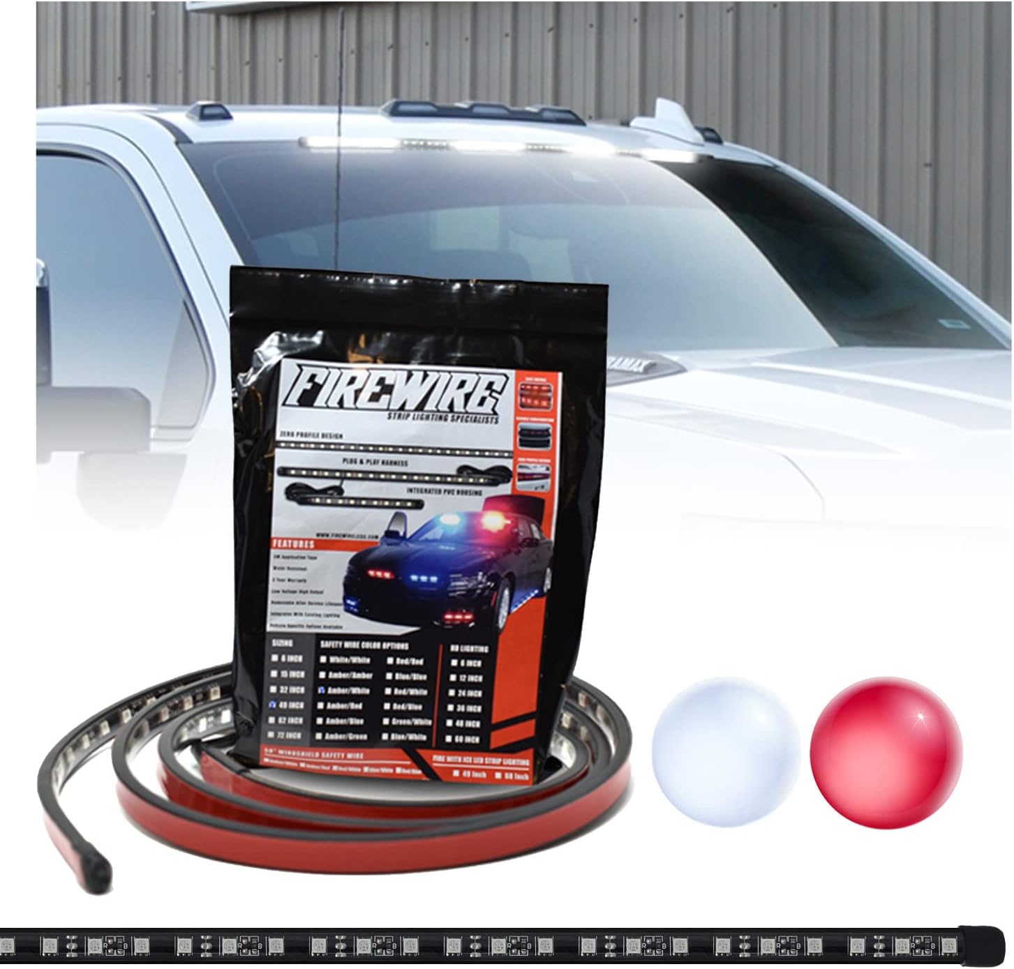 Amazon.com: Firewire LEDs Emergency Truck Strobe Lights | Red White ...