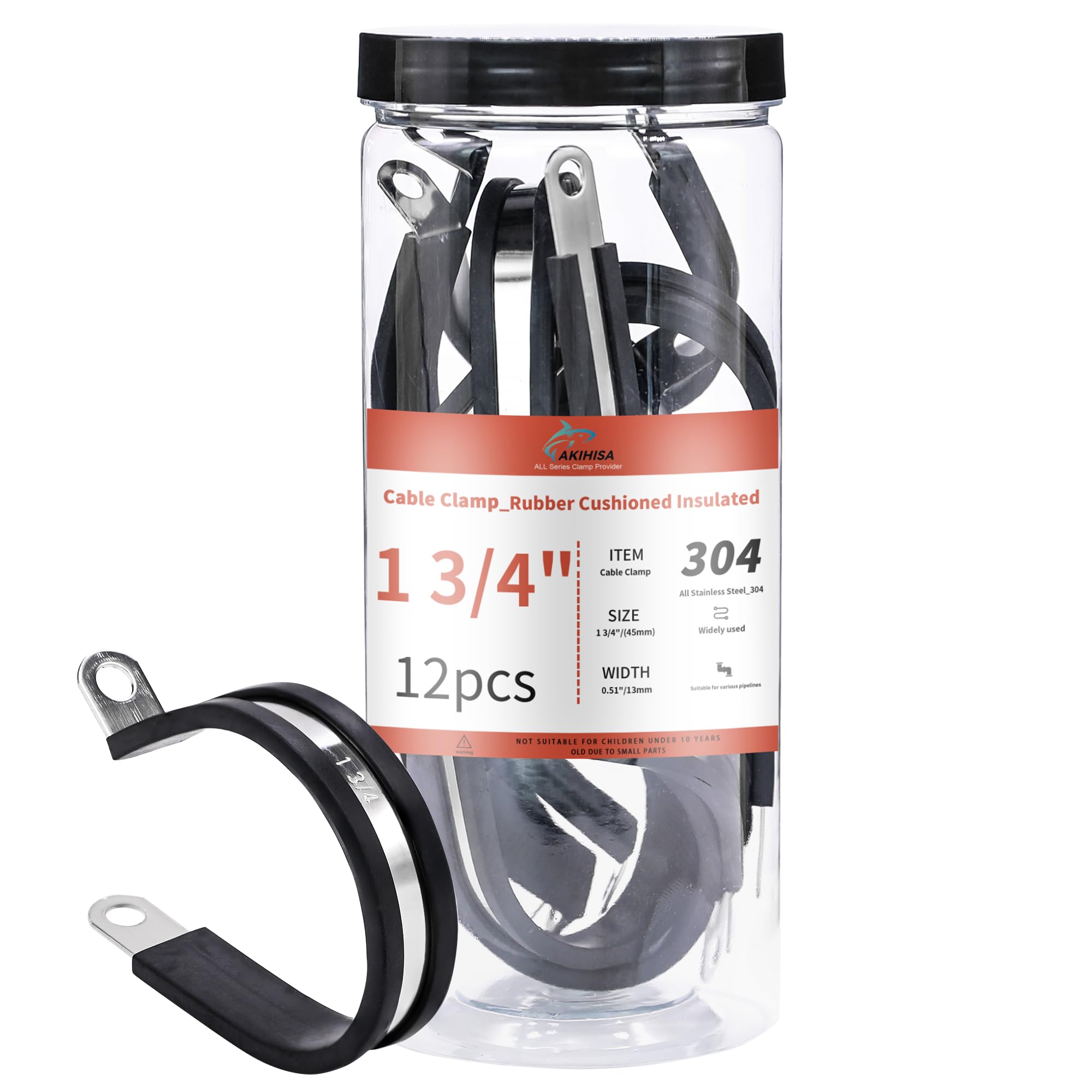 Snapklik.com : 12pcs 45mm Stainless Steel Cable Clamps, 1 3/4 304 ...