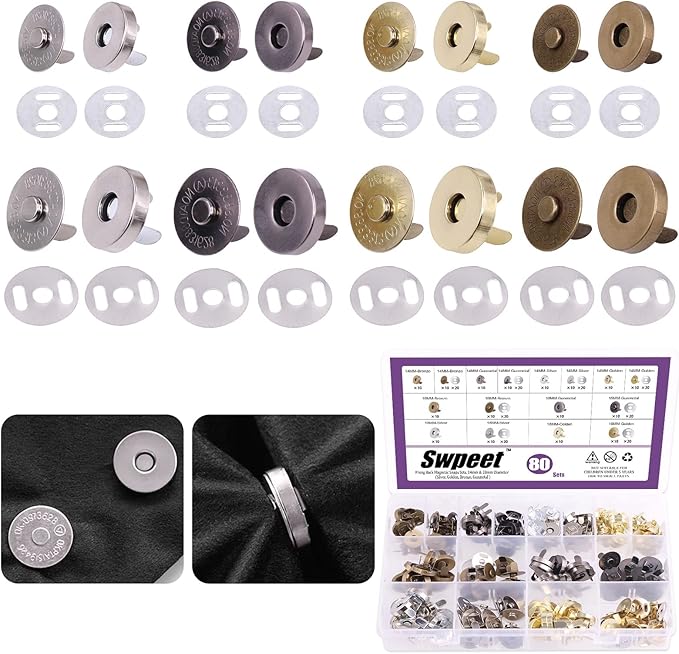 Amazon.com: Swpeet 80 Sets Magnetic Button Clasps Snaps, 14/18MM Metal ...