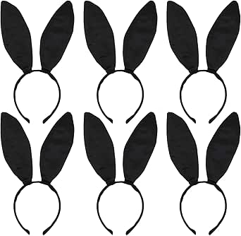 6 Pieces Black Bunny Headband Large Rabbit Ears Headband Cute Animal ...