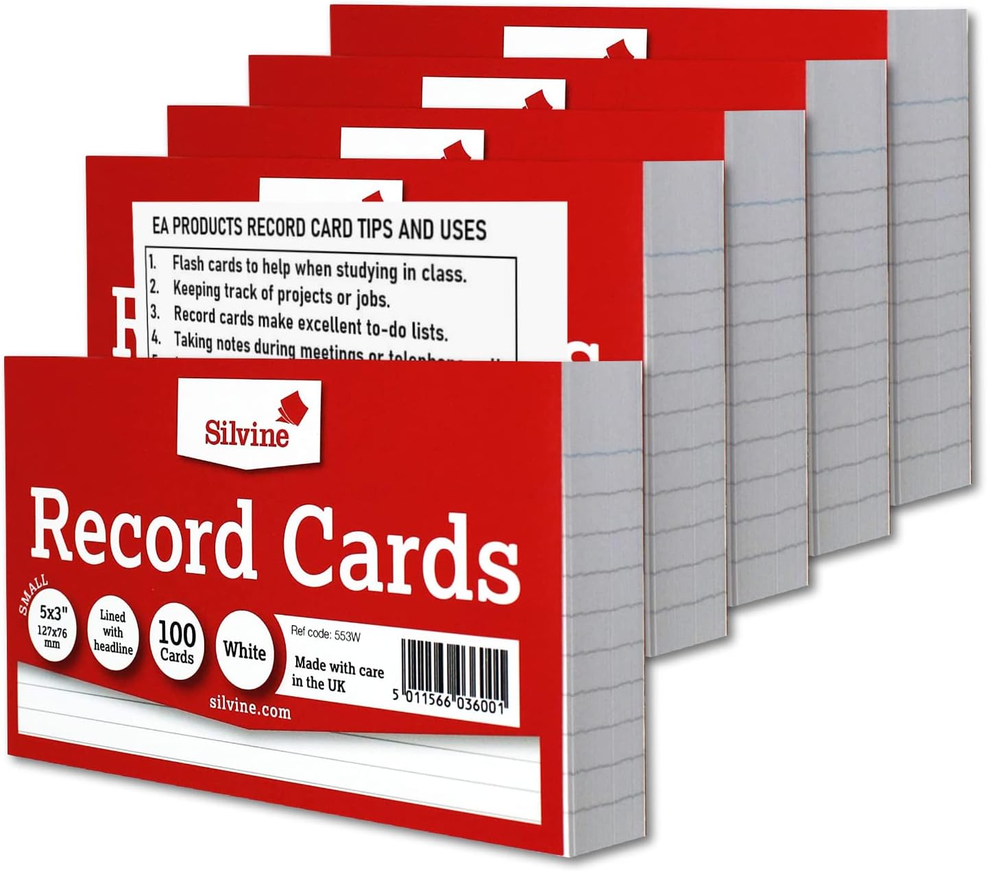 Record Card Bulk Pack of 500 | 5 x 100 5x3” White Plain Record Cards ...