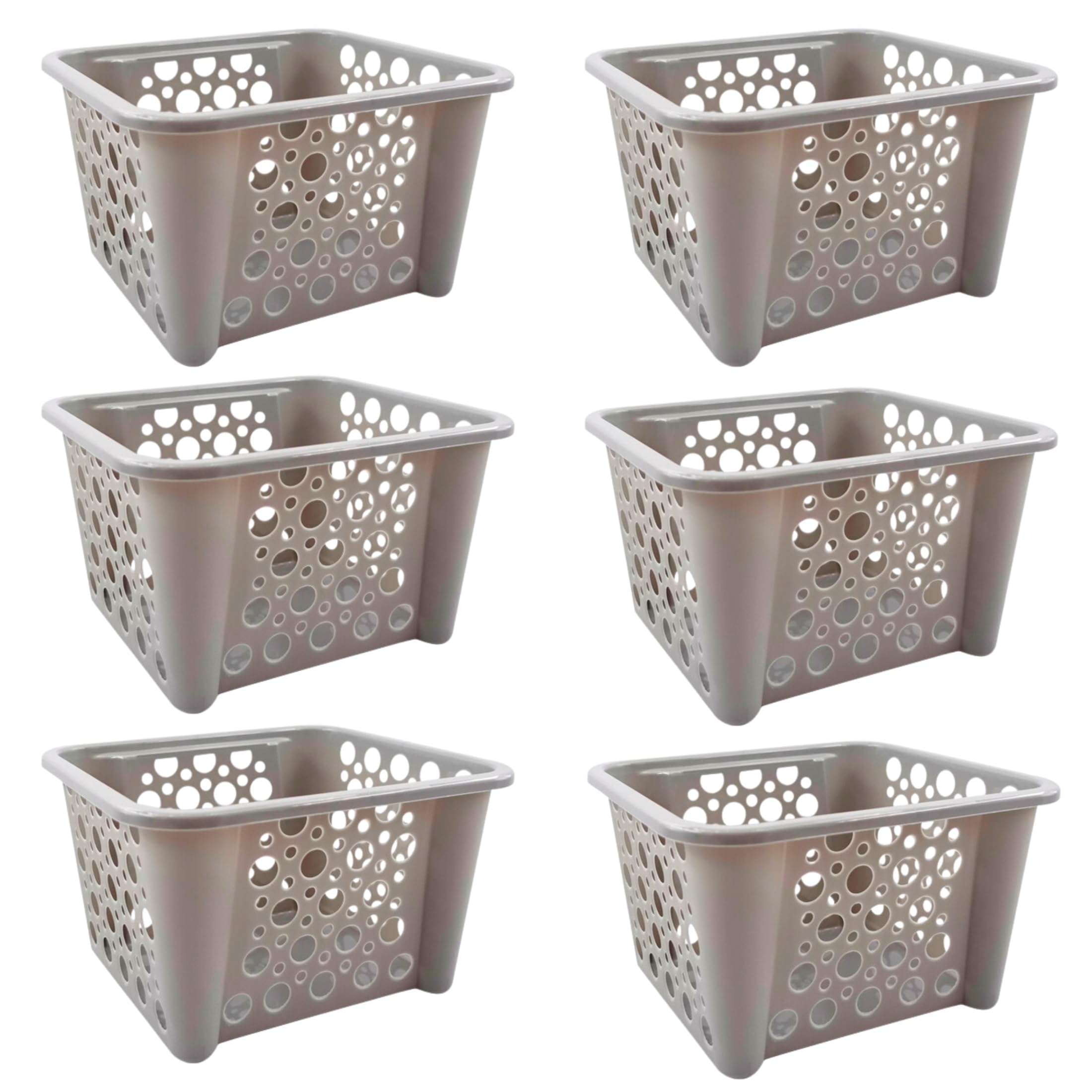 Amazon.com - BFL Gray Stackable Plastic Baskets, 9.75x8.75x6 Inches ...