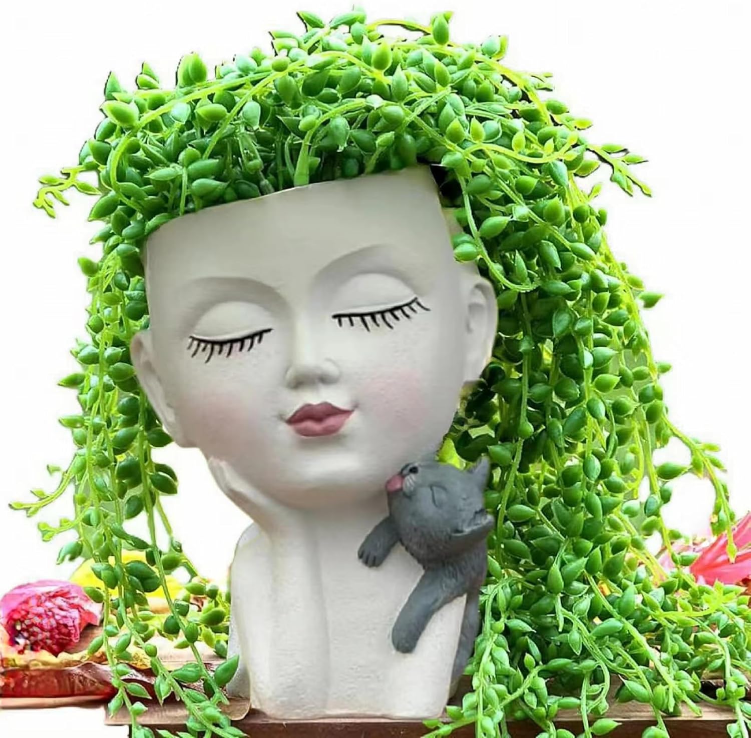 Amazon.com : Yoohspoe face Planter Cute Resin Cactus for Indoor and ...
