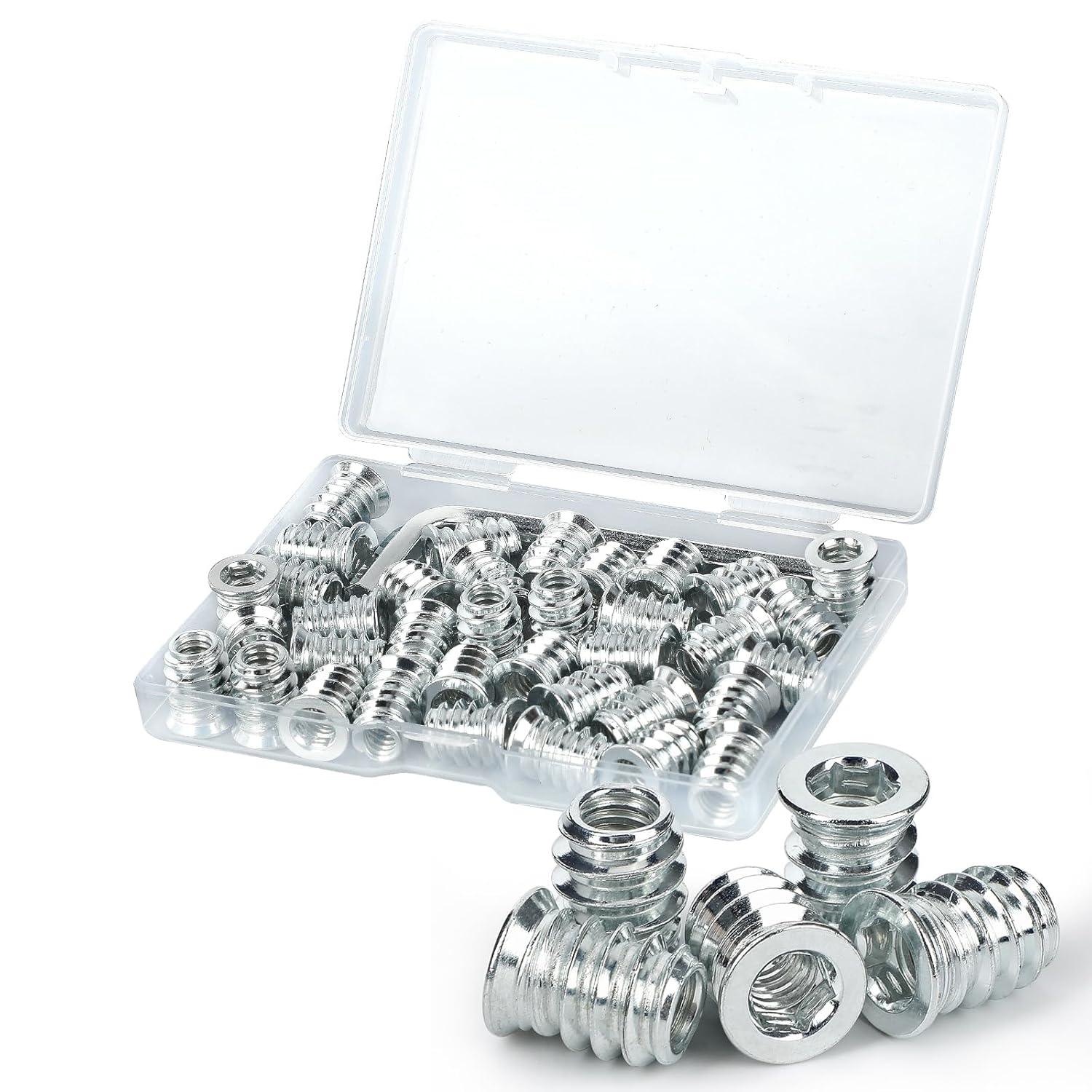 40-Pack 1/4"-20 Threaded Inserts for Wood Furniture，15mm Screw-in Nut ...