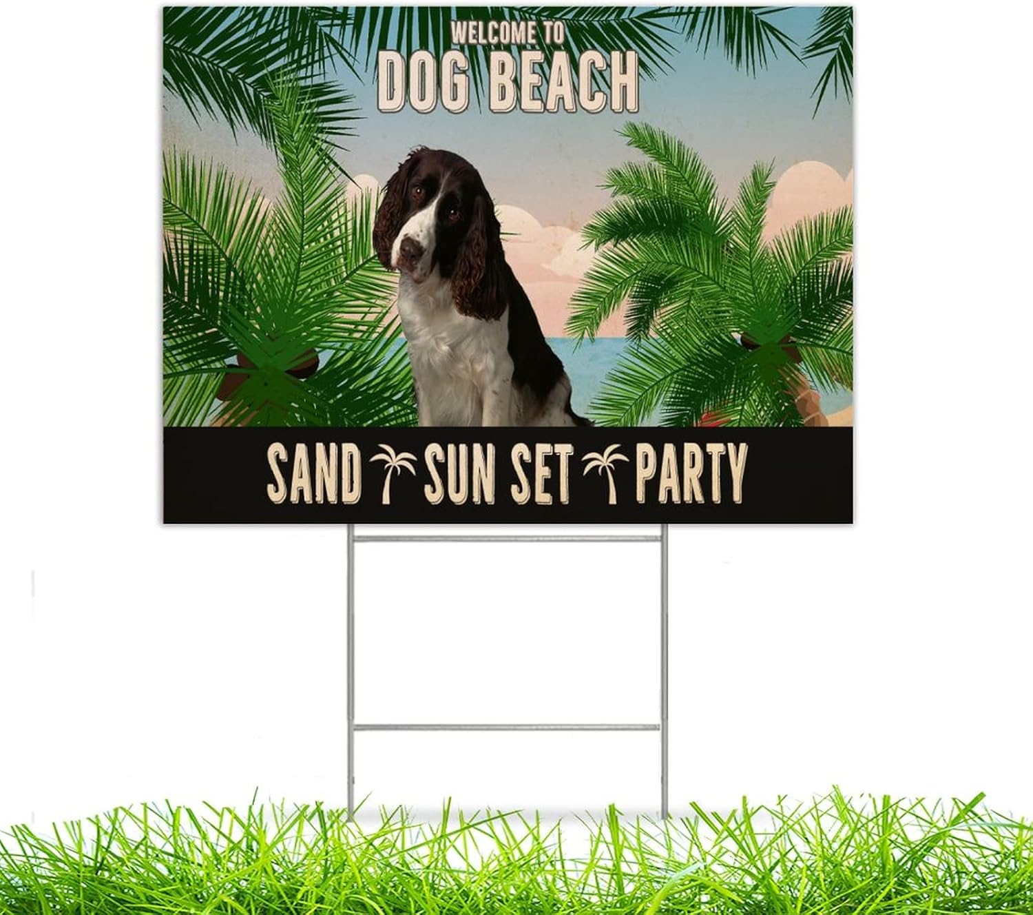 Amazon.com: English Springer Spaniel Yard Signs Welcome to Dog Beach ...