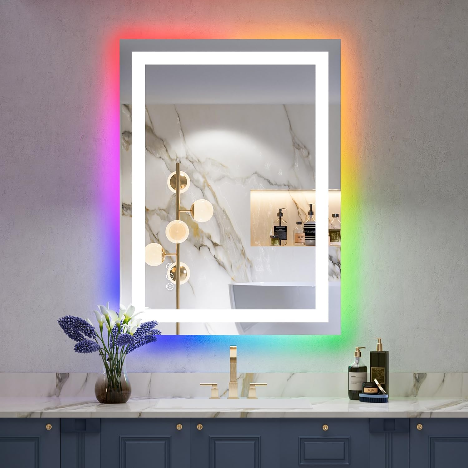 Amazon.com: YEELAIT 24x32 Inch RGB LED Bathroom Mirror Front Light and ...