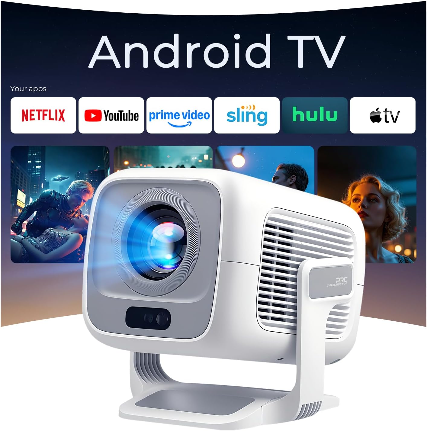 [Native 1080P FHD/AI Visual Calibration] Smart Projector with Dolby ...