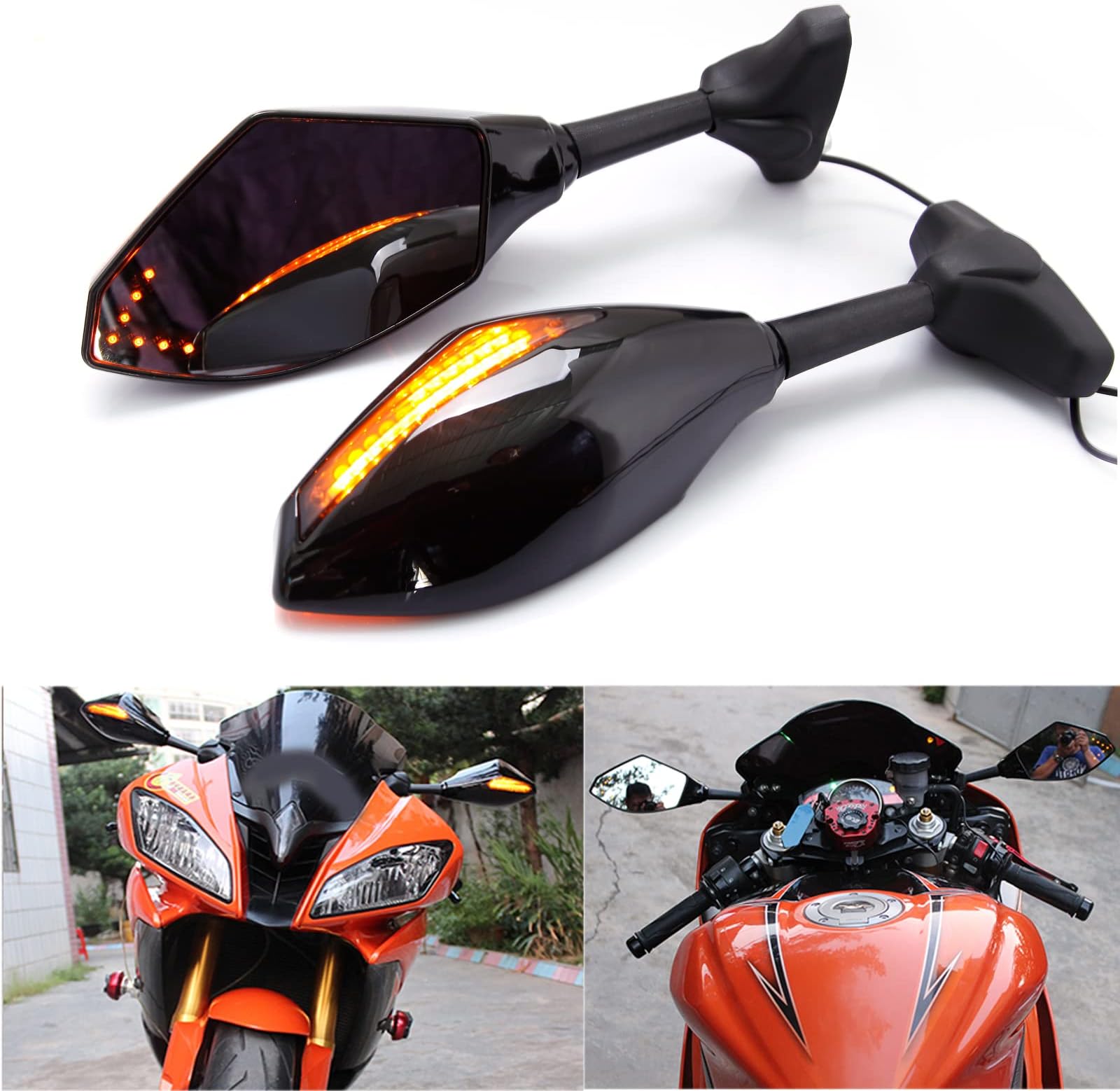 Amazon.com: Motorcycle Led Turn Signal Side Mirrors For Yamaha YZF600 ...