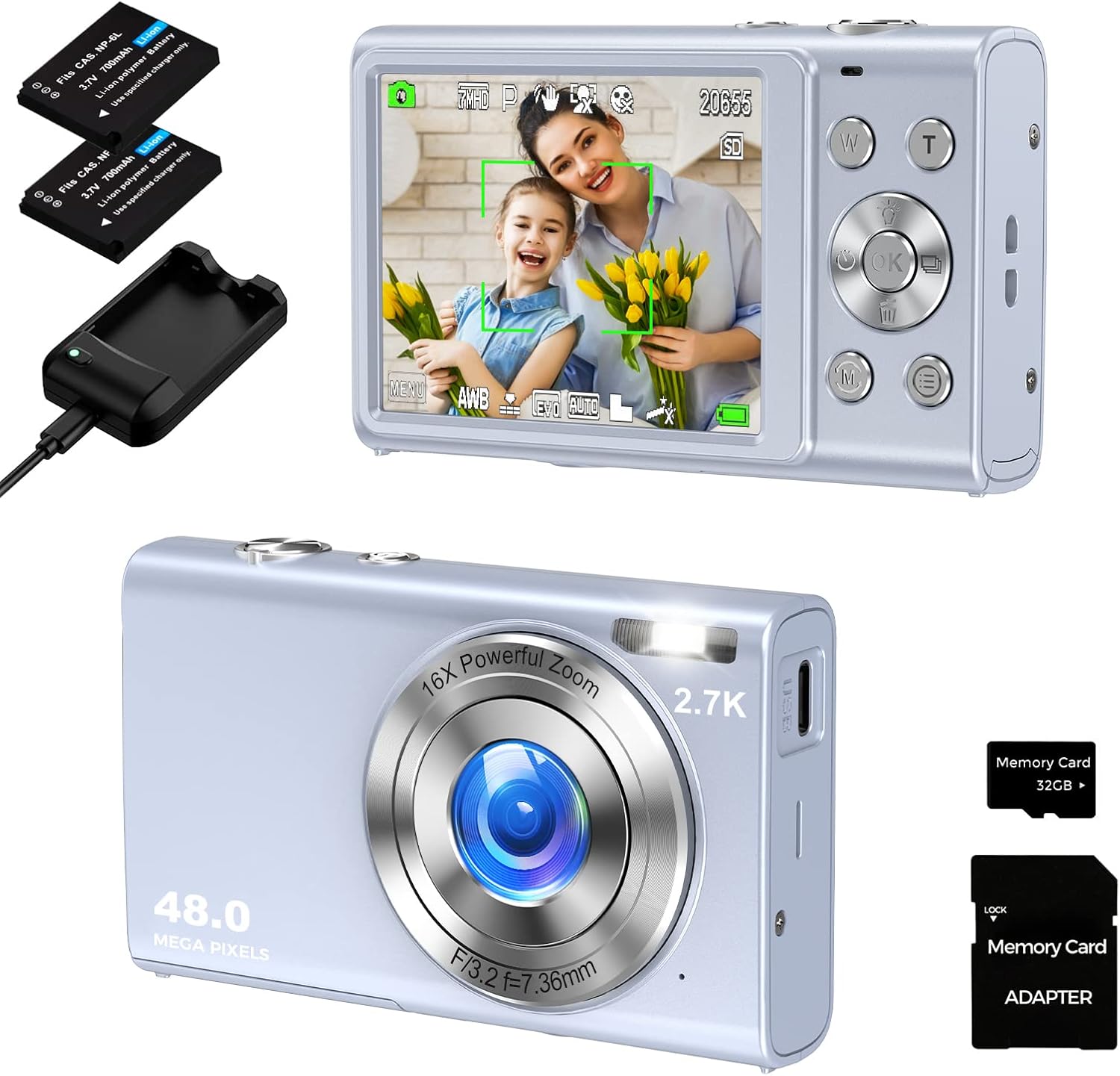 Amazon.com : Digital Camera, Bofypoo Autofocus Kids Vlogging Camera FHD ...