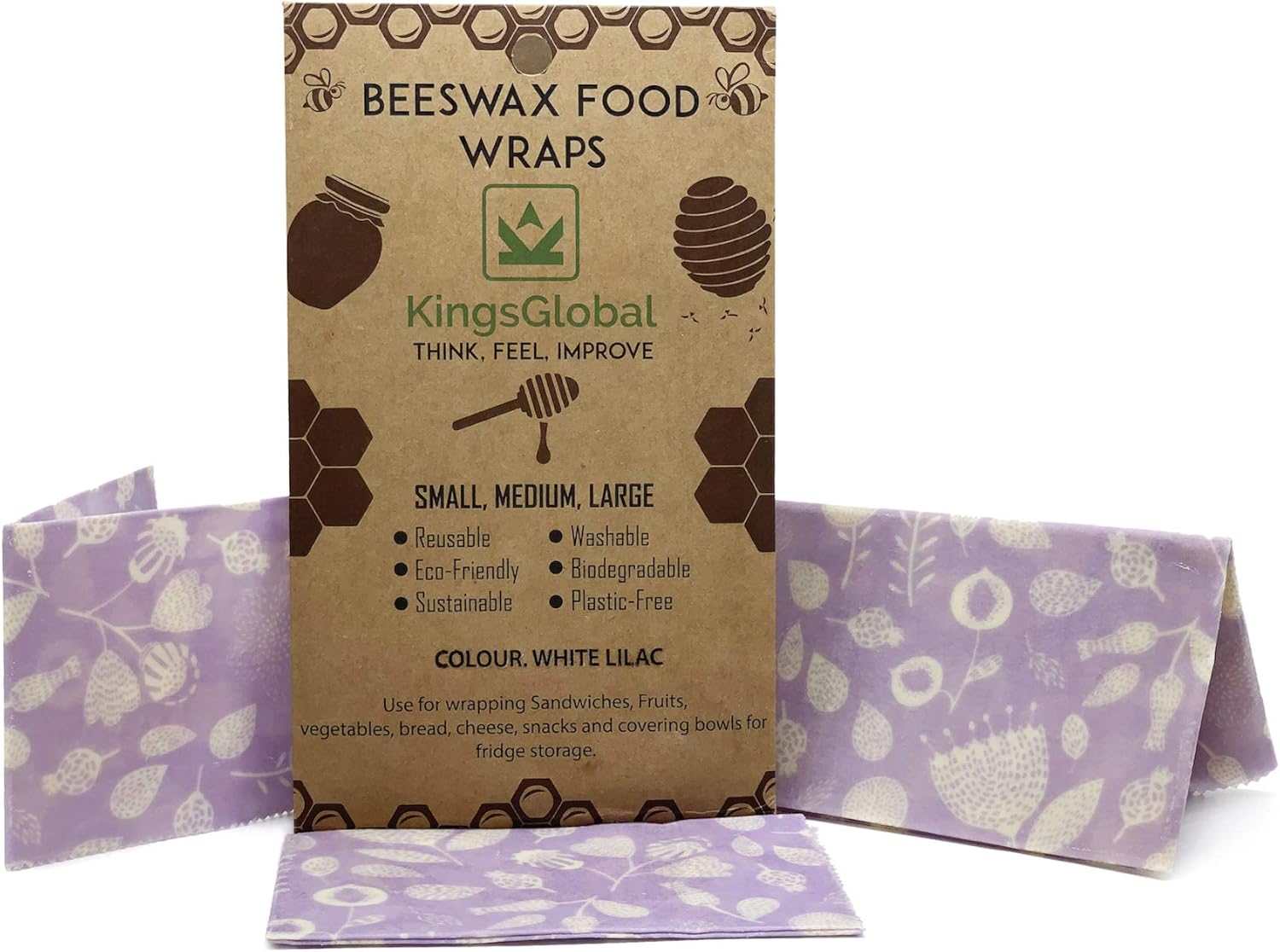Amazon.com: Reusable Beeswax Food Wrap (Set of 3) Eco friendly ...