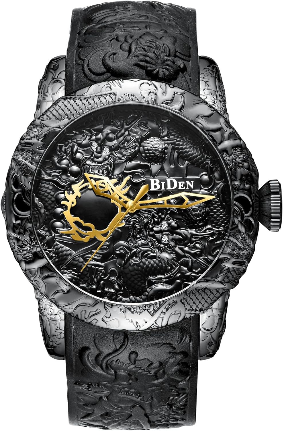 Automatic Watch for Men Fashion 3D Engraved Dragon Waterproof Big dial ...