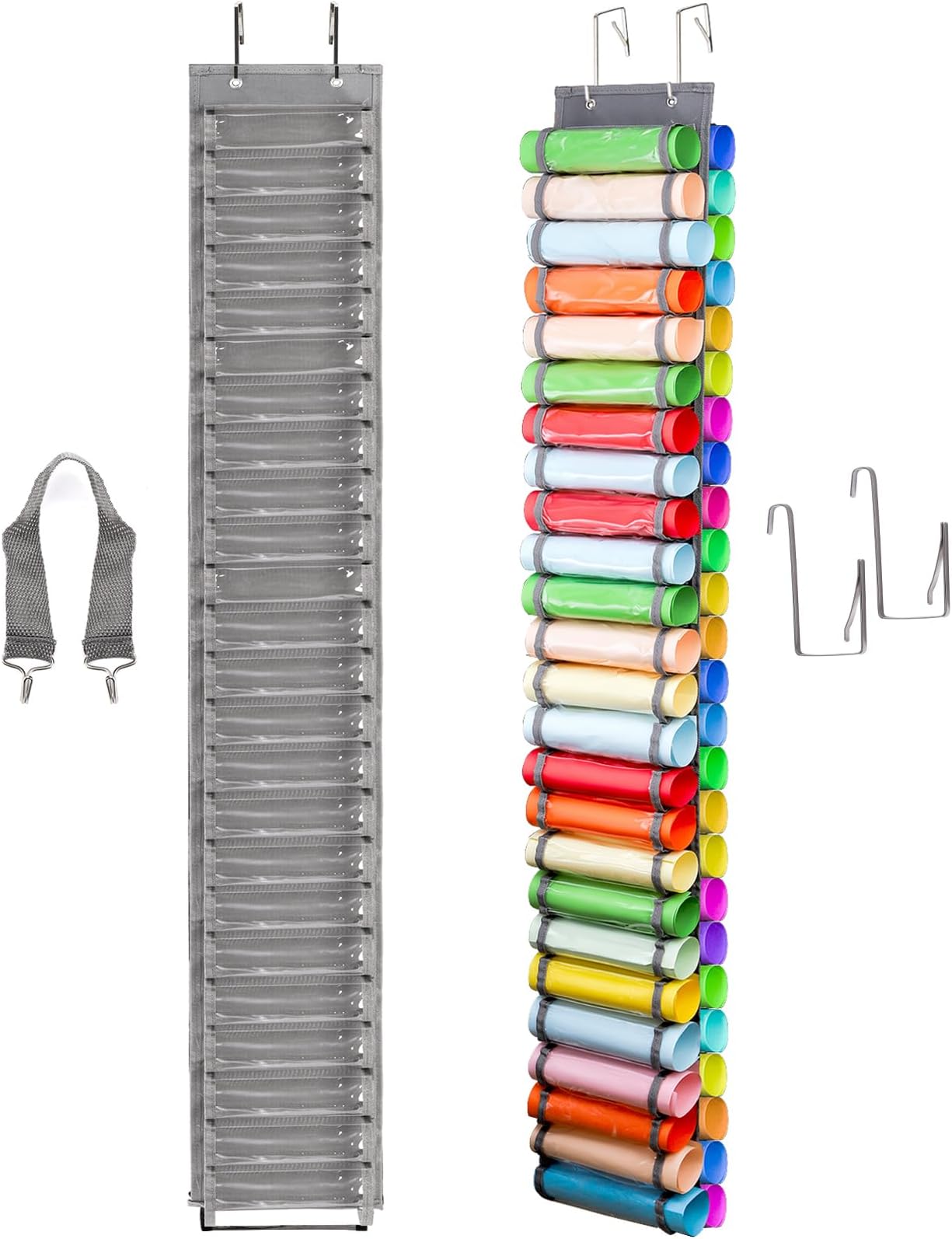 Amazon.com: SAIVEN Vinyl Roll Holder with 2 Hook, 52 Rolls Hanging ...