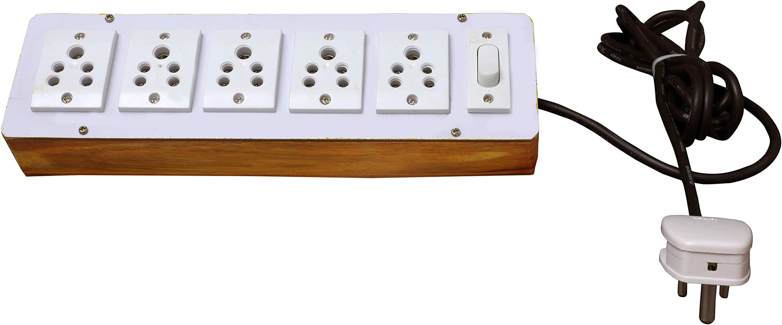 Buy Wooden Extension Board with 1 Switch and 5 Plug (5 Meters) Online ...