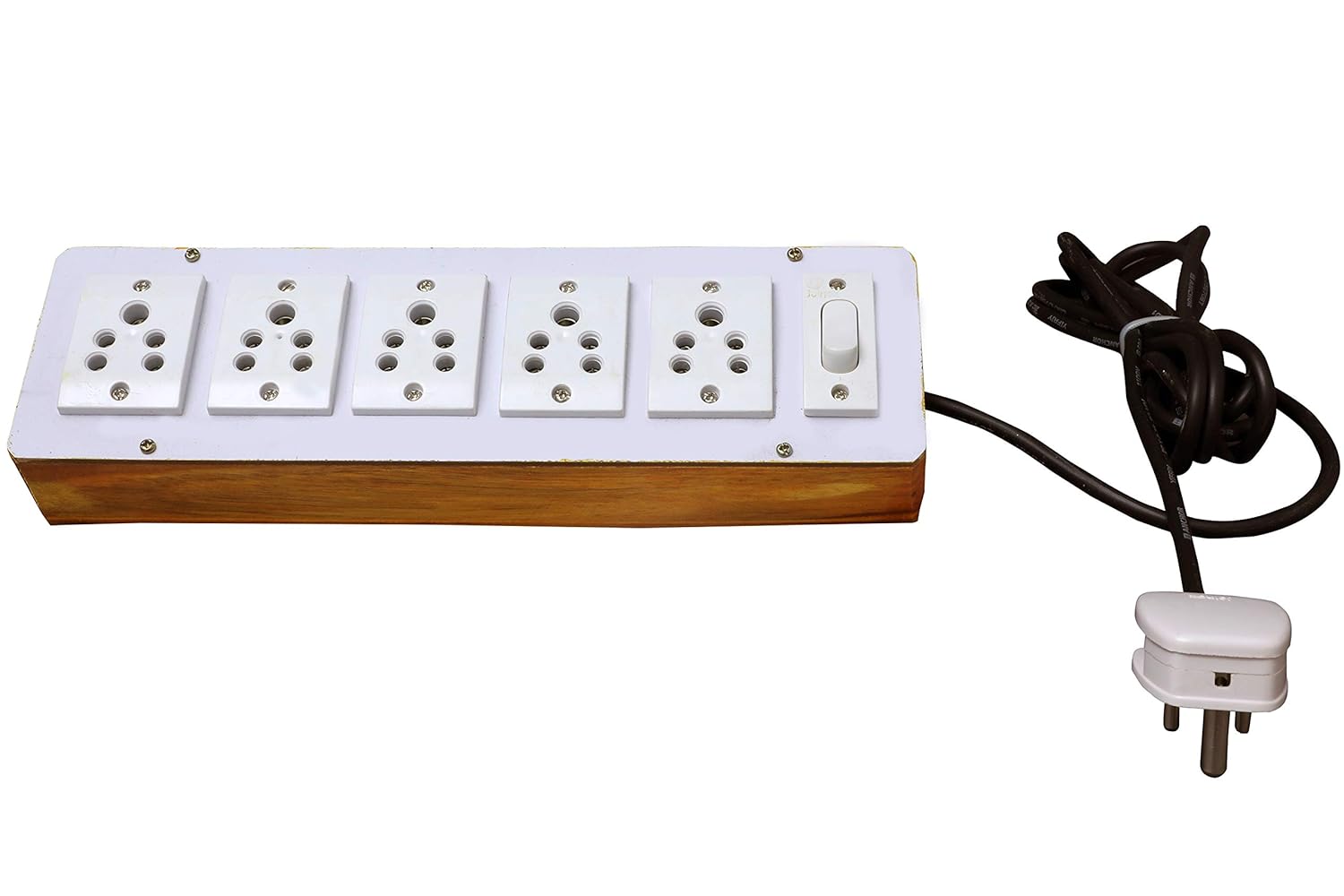 Buy Wooden Extension Board with 1 Switch and 5 Plug (5 Meters) Online ...