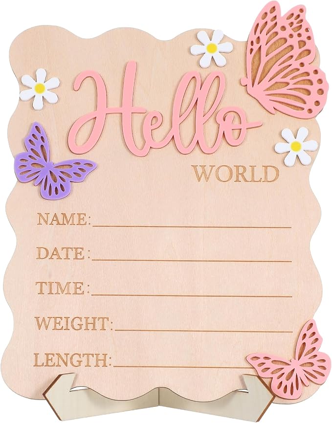 Amazon.com : Welcome Baby Sign, Hello World Newborn Sign, Pink Baby ...