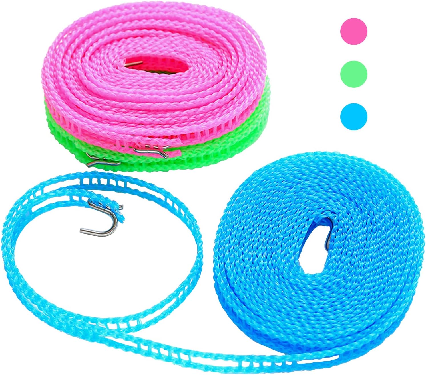 Amazon.com: 3 Pack Clothesline Adjustable Nylon Windproof Clothes ...