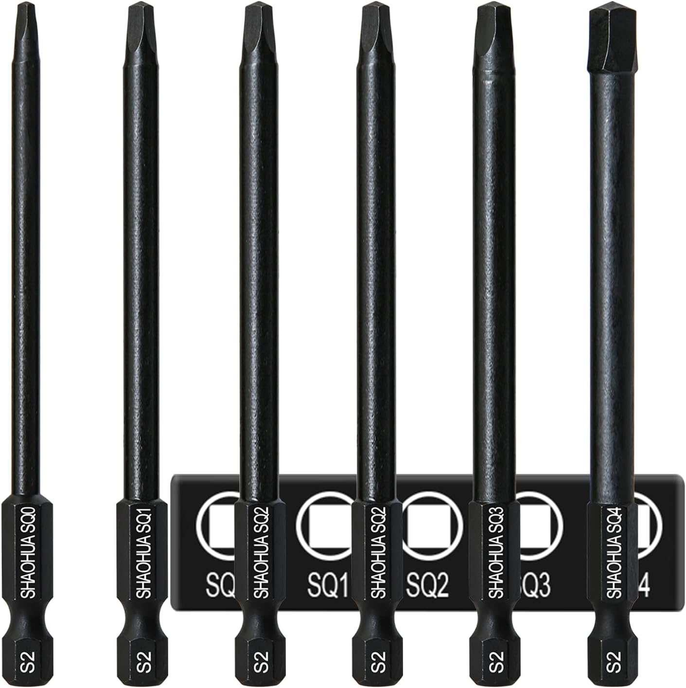 SHAOHUA 6PCS 4 In/100mm Long Square Drive Bits, Square Head Screwdriver ...