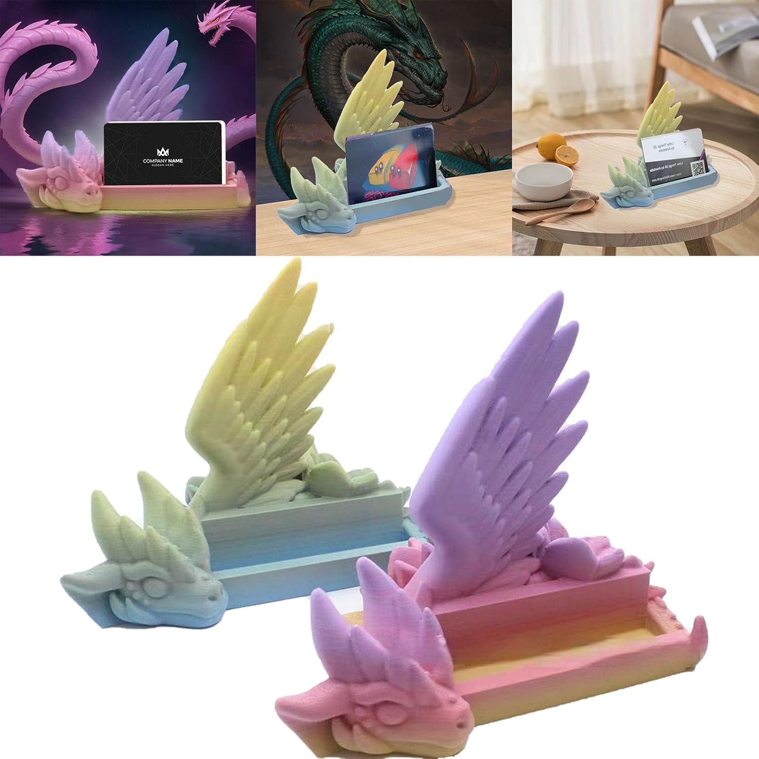 Amazon.com : Business Card Stand 3D Dragon Statue Pink Business Card ...