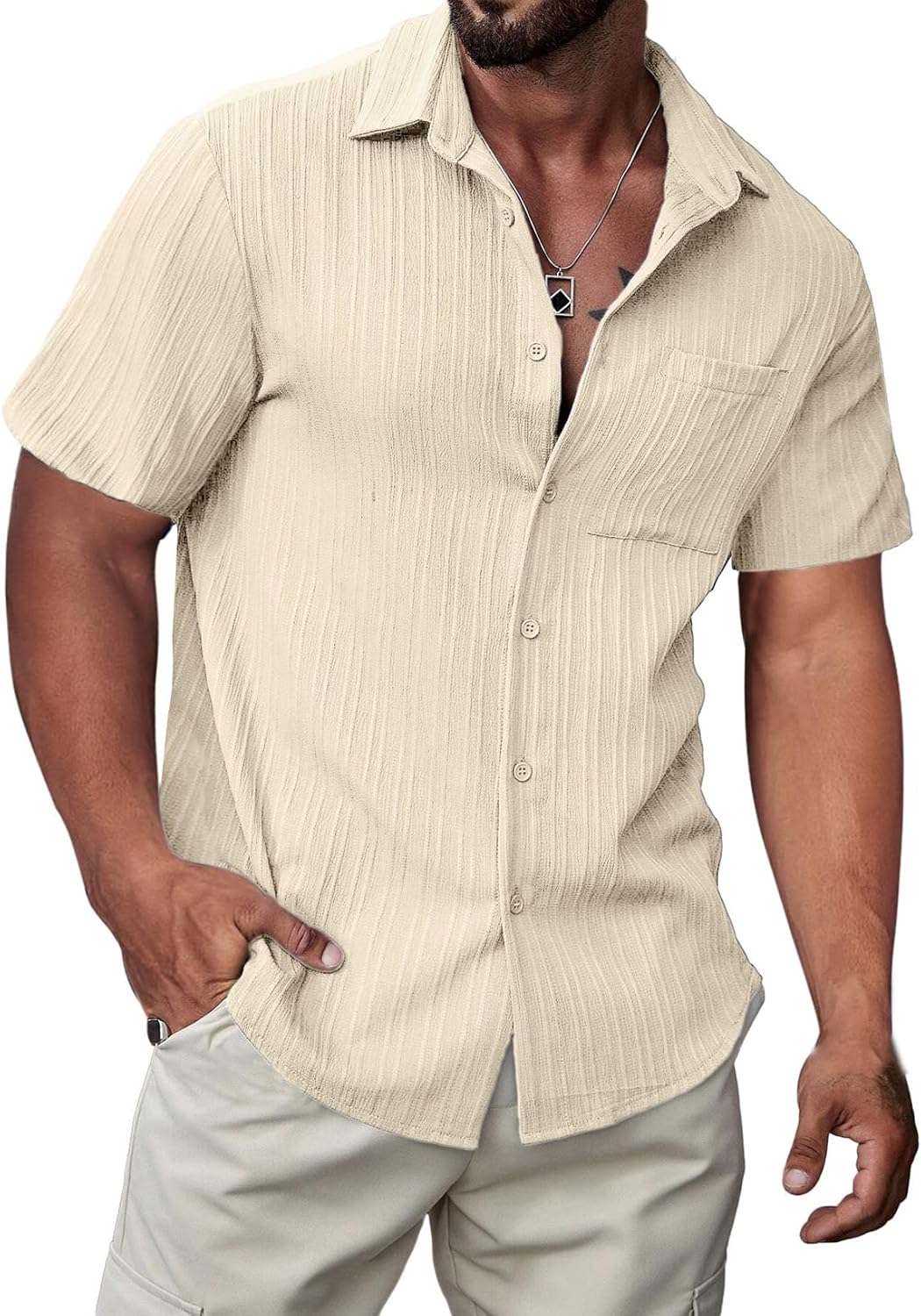 Amazon.com: JMIERR Hawaiian Shirt for Men Summer Button Down Short ...