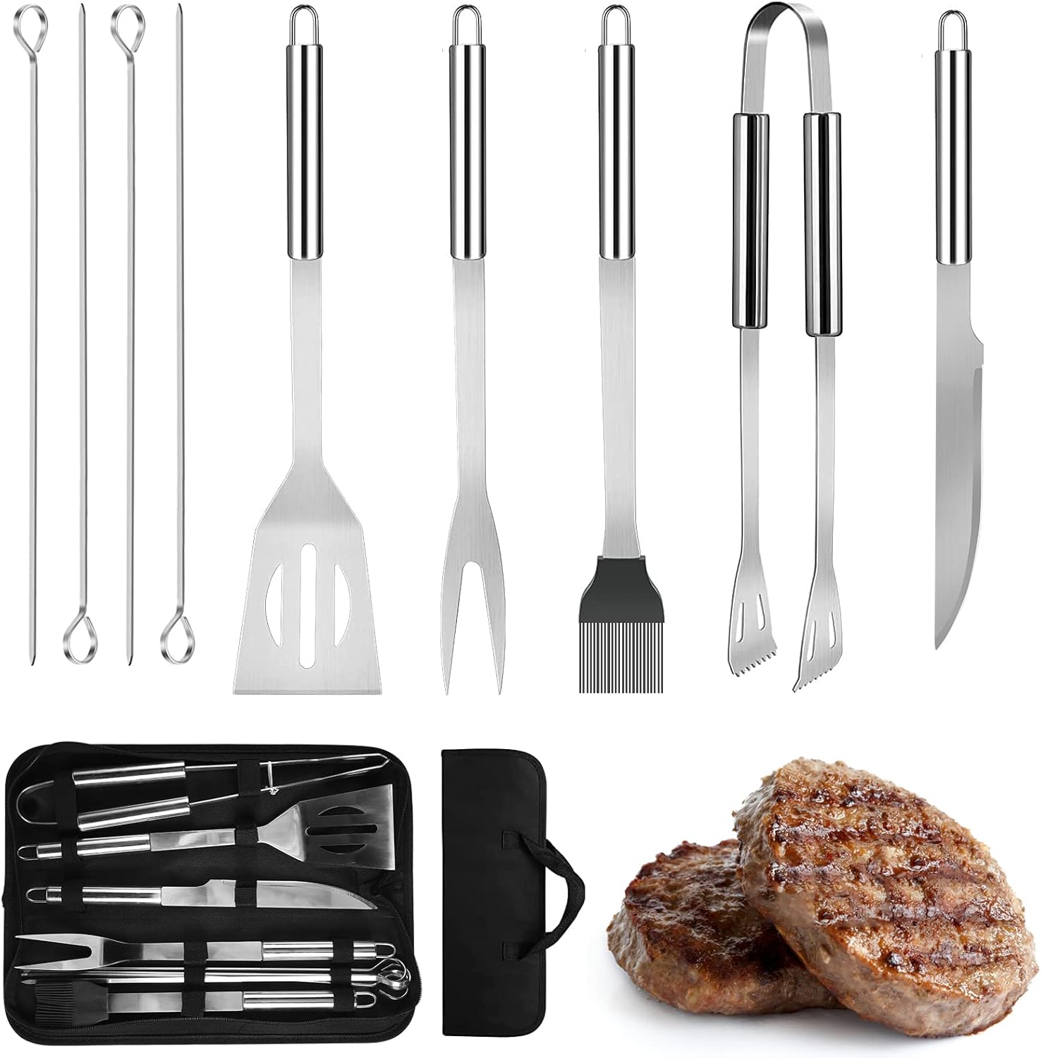 LONENESSL Stainless Steel BBQ Tool Set, 10 PCS BBQ Grill Tool Set BBQ ...